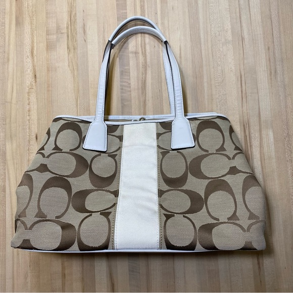 Coach | Bags | Coach Signature Kiss Lock F3533 Coach Signature Canvas ...